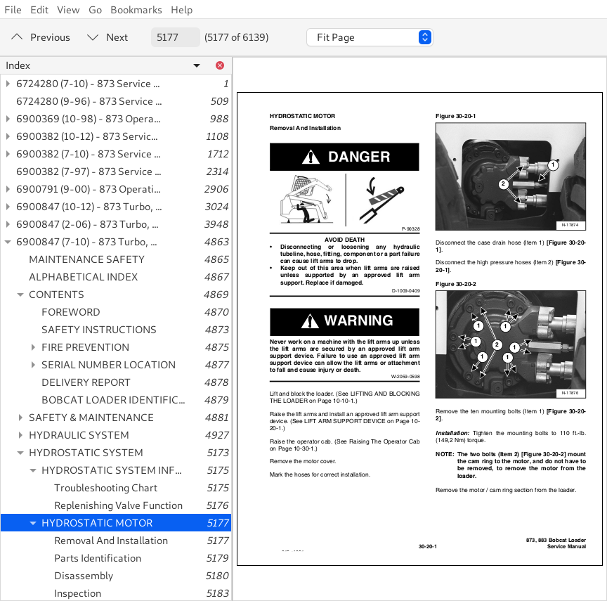 Bobcat Loaders 873, 873 Turbo, 883 Turbo (G Series) Repair Service ...